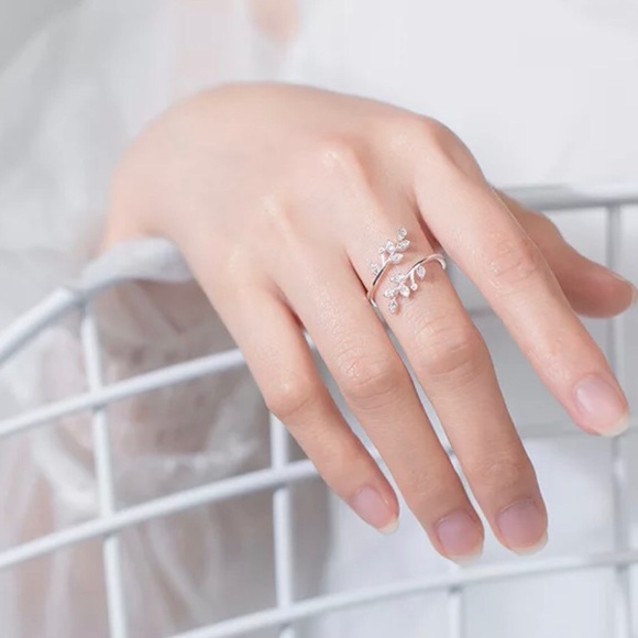 My Added Sparkle | Jewelry | 925 Sterling Silver Rhinestone Leaf Wrap Ring | Poshmark